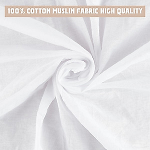 Muslin Fabric 100% Cotton Muslin Linen Fabric 59 inch x 5 Yards Medium Light Textile Bleached White Cotton Fabric by Yard for Sewing Apparel Cloth