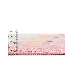 Unique Loom Whimsy Kids Collection Area Rug - Llama (Runner 2' 2" x 6' 0", Pink/ Light Blue)