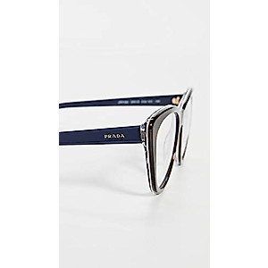 Prada Millennials PR 05XV 5121O1 Havana Blue Chess Plastic Cat-Eye Eyeglasses 53mm
