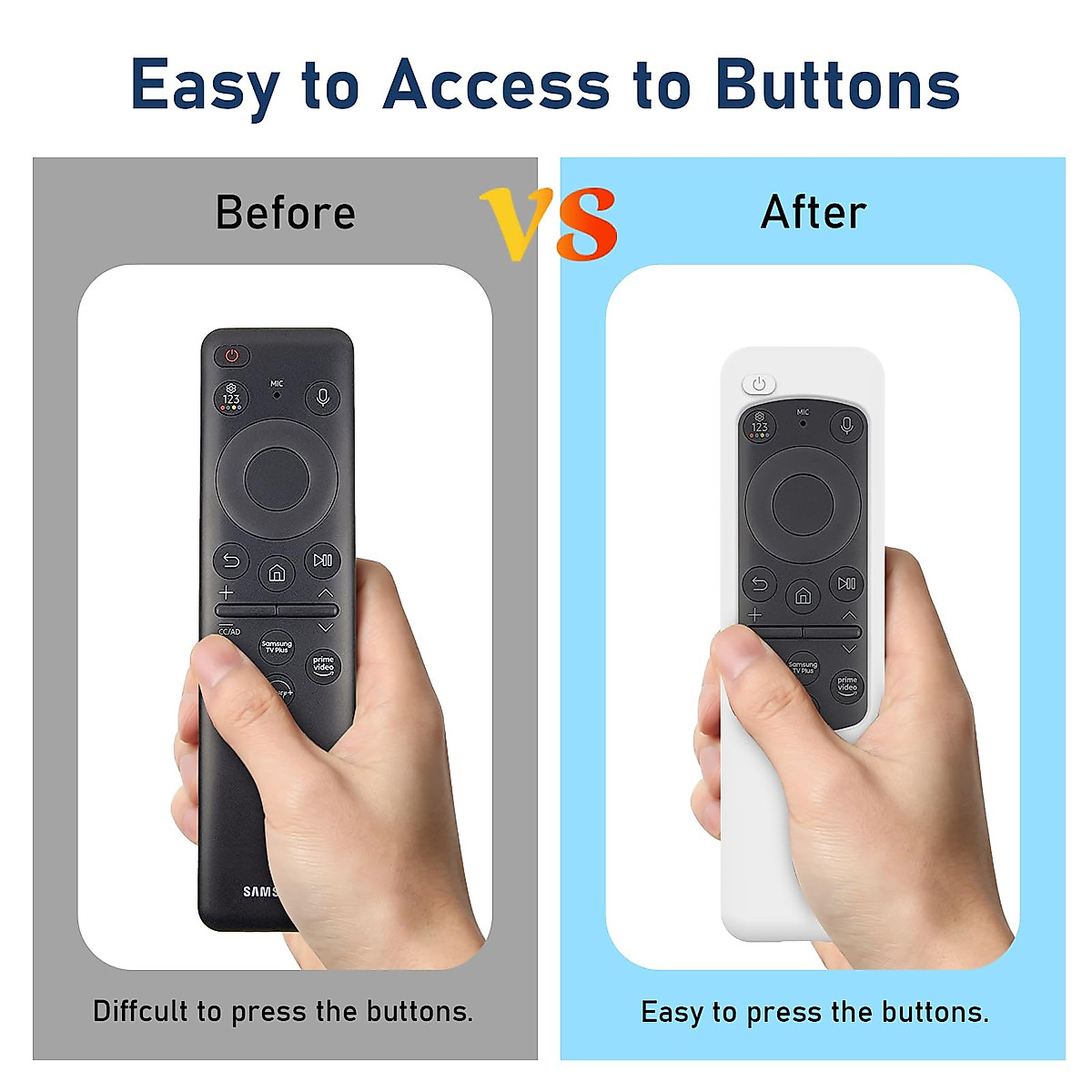 Silicone Protective Case for Samsung Smart Solar Cell Remote Control BN59-01432A BN59-01432J BN59-01432B BN59-01432 2023 TM2360E, Anti Slip Shockproof Silicone Cover with Lanyard (White)