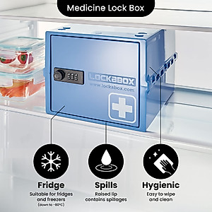 Lockabox One™ | Premium Medicine Lock Box | 10 Litre Medication Lock Box With Code For Medicines, Vitamins & Supplements | External Size 12 x 8 x 6.6 inches (Medi Blue)