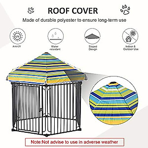 PawHut 48" x 41" Heavy-Duty Metal Dog Playpen, Outdoor Pet Cage Kennel, Puppy Exercise Fence Barrier with Weather-Resistant Polyester Roof, Locking Door, & Metal Frame