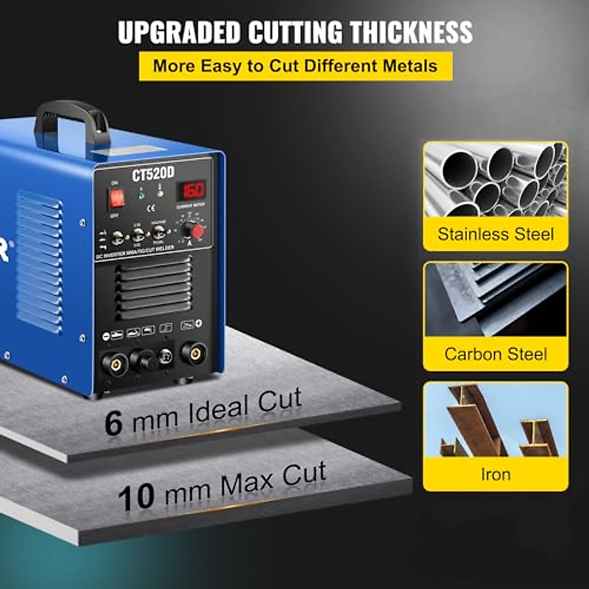 Mophorn TIG/MMA Plasma Cutter CT520D 3 in 1 Combo Welding Machine Tig Welder 200A Arc Welder 200A Plasma Cutter 50A Plasma Cutting Machine Dual Voltage 110 220V