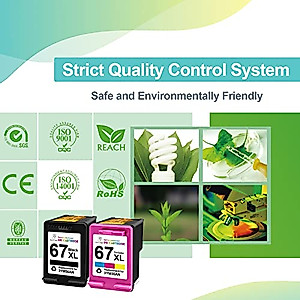 Miss Deer Remanufactured Ink 67 Cartridge Replacement for HP 67XL 67 XL Combo Pack Work with Envy Pro 6055 6455e 6055e 6452 6052 6075 6455 DeskJet 2755e 2752 4152 4155e Printer (1 Black, 1 Tri-Color)