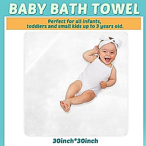 6 Pack Baby Bath Towel, Coral Fleece Soft Absorbent Newborn Hooded Towel for Kids, 30 x 30 Inch Hooded Baby Toddler Bath Blanket Towel for Babies Toddler Infant Shower Gift Supplies (Gray/Beige/Blue)