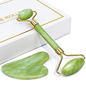huefull Jade Roller for Face and Gua Sha Facial Tools to Reduce Puffiness and Improve Wrinkles, Face and Body Treatments of Face Roller and Gua Sha Set Designed