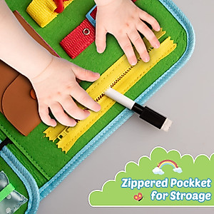 Ancistro Busy Board, Montessori Toys for 1 2 3 4 Years Old, Sensory Toys, Girls & Boys Preschool Toddler Activities Educational / Travel Toys for Fine Basic Dress Motor Skills