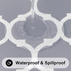 smiry Rectangle Picnic Tablecloth, Waterproof Elastic Fitted Table Covers for 4 Foot Tables, Wipeable Flannel Backed Vinyl Tablecloths for Camping, Indoor, Outdoor (Grey Morocco, 30x48 Inches)