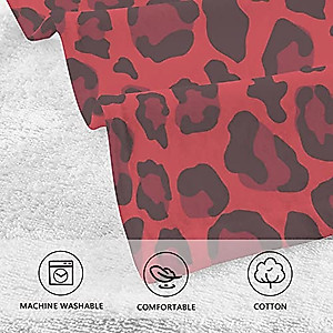 Jucciaco Red Leopard Pattern Cotton Towels for Bathroom, Soft Absorbent Hand Towel Set of 2 for Kitchen Yoga Gym Decorative, 16x28 inch