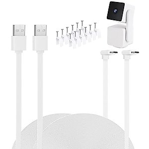 UYODM 2Pack 10FT/3M L-Shape Micro USB Extension Cable Compatible with WYZE Cam Pan V3, 90 Degree Extension Charging Cable Power Your WYZE Cam Pan V3 Continuously - White