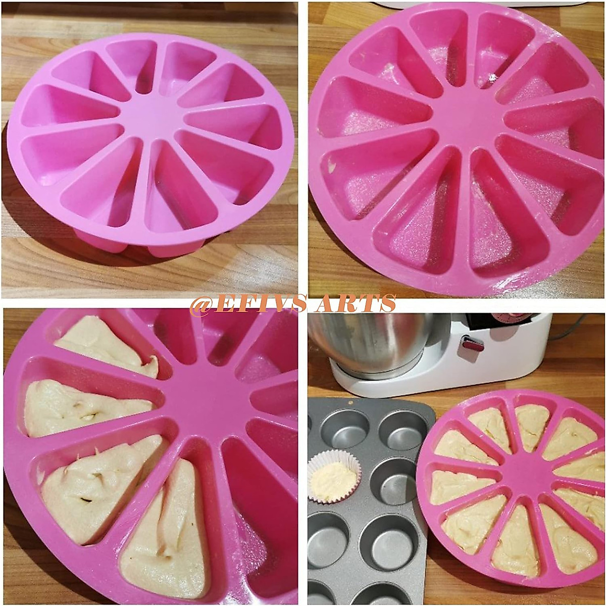 EFIVS ARTS 8 Cavity Cake Slice Mold Scone Pan Mold Pizza Slice Baking Mold Cornbread Mold Mousse Cake Pizza Mold Triangle Soap Mold