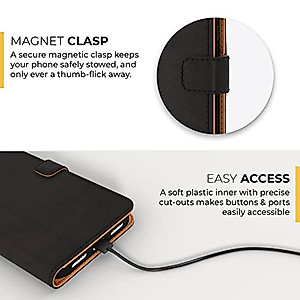 Snakehive iPhone 14 Plus Leather Case | Genuine Leather Wallet Phone Case with Card Holder | Flip Folio Case/Cover with Stand | Compatible with iPhone 14 Plus | (Black)