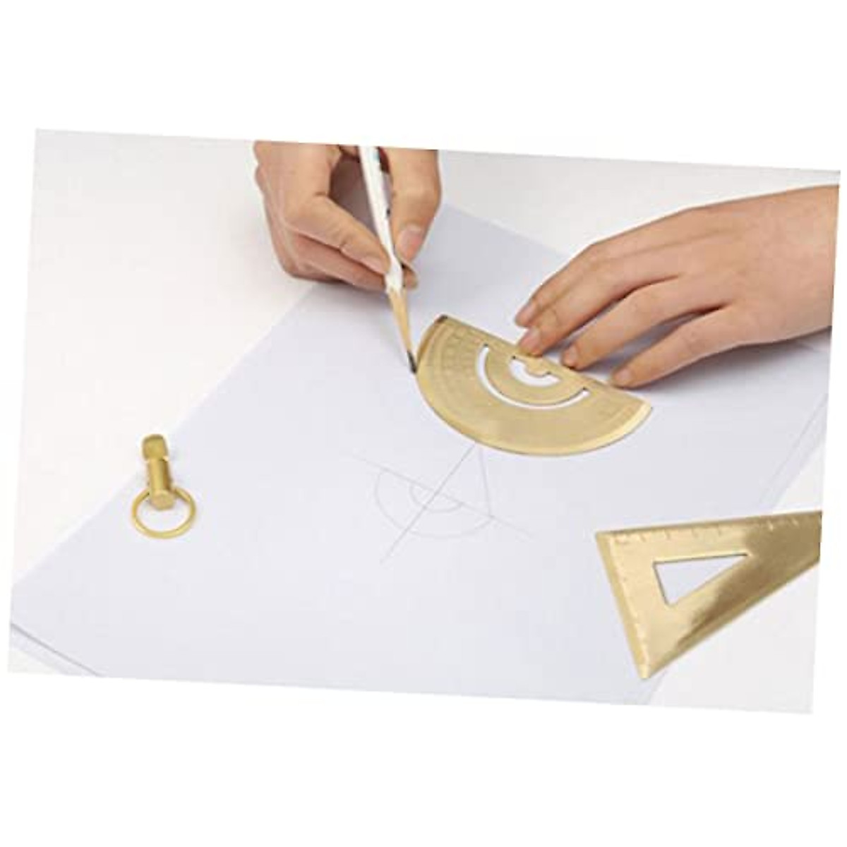 Ciieeo Triangle Ruler Triangular Ruler Stainless Steel Ruler Nordic Style Ruler Metal Protractor Plastic Ruler Clear Math Ruler Triangle Metric Ruler School Supplies with Hole Stationery