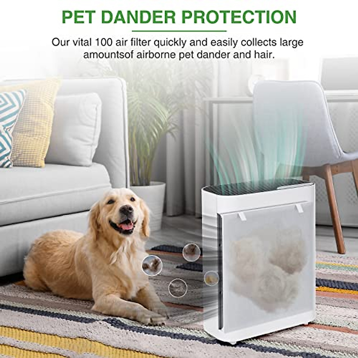 2 Pack Vital 100 True HEPA Replacement Filter Compatible with LEVOIT Vital 100 Air Purifier, 3-in-1 H13 Ture HEPA and High-Efficiency Activated Carbon Filters, Replace Part # Vital 100-RF