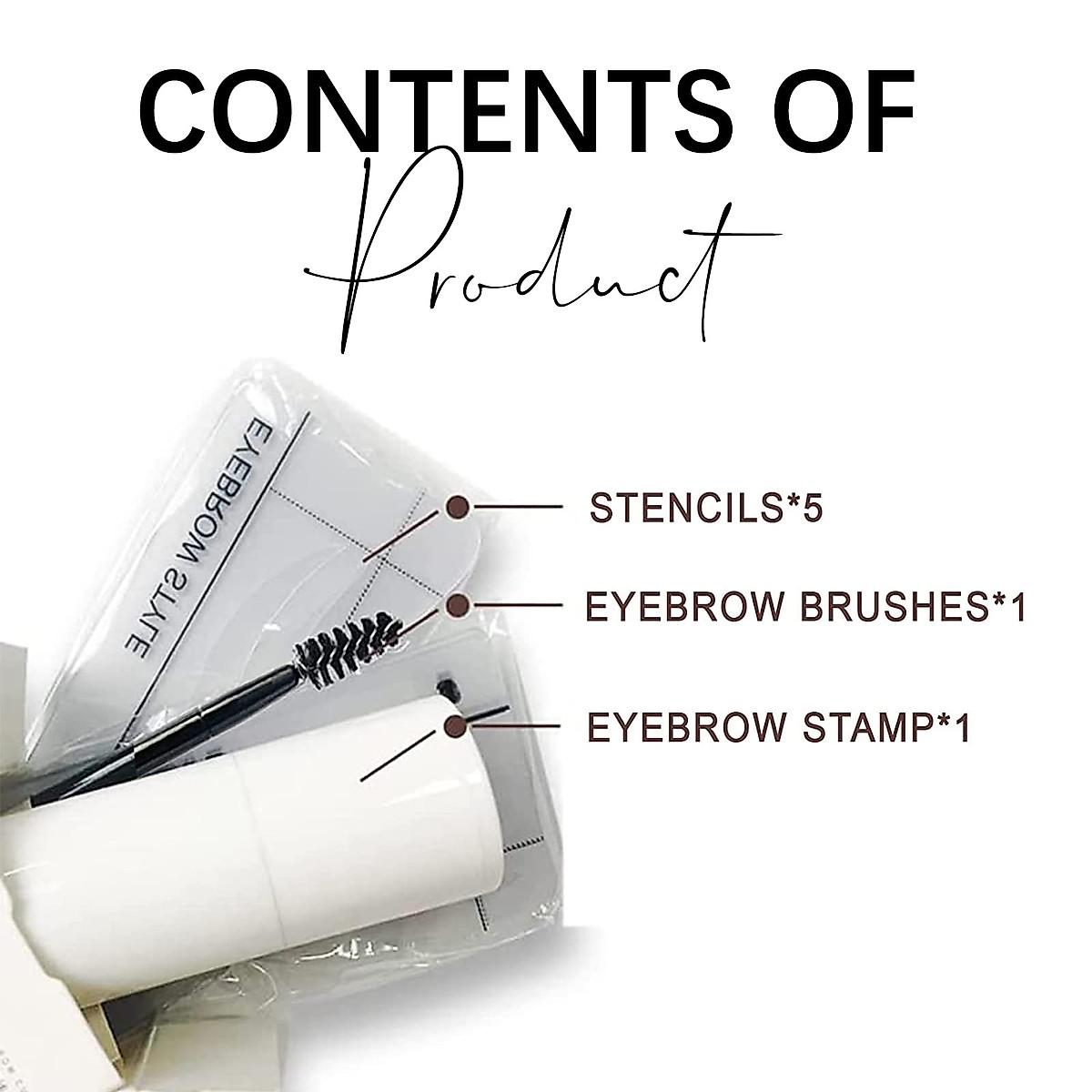 Eyebrow Stamp Stencil Kit- Eyebrow Stamp Pomade Waterproof with 2 pairs Thin Stencils 3 pairs Thick Stencils (Dark Brown)