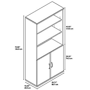 Bush Business Furniture Series C 36W 5 Shelf Bookcase with Doors in Hansen Cherry