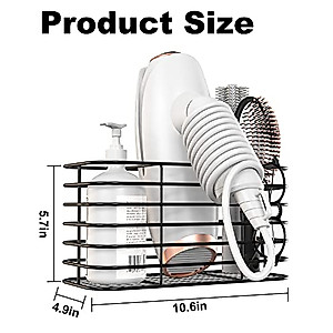 ULG Hair Dryer Holder, Hair Tool Organizer, Blow Dryer Holder, Wall Mounted, Bathroom Organizer for Hair Dryer, Flat Irons, Curling Wands, Hair Straighteners, 3 Sections, Black