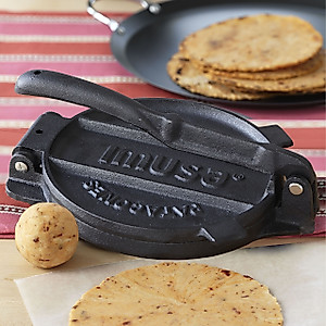 IMUSA USA Cast Iron Tortilla Press 8-Inch, Black