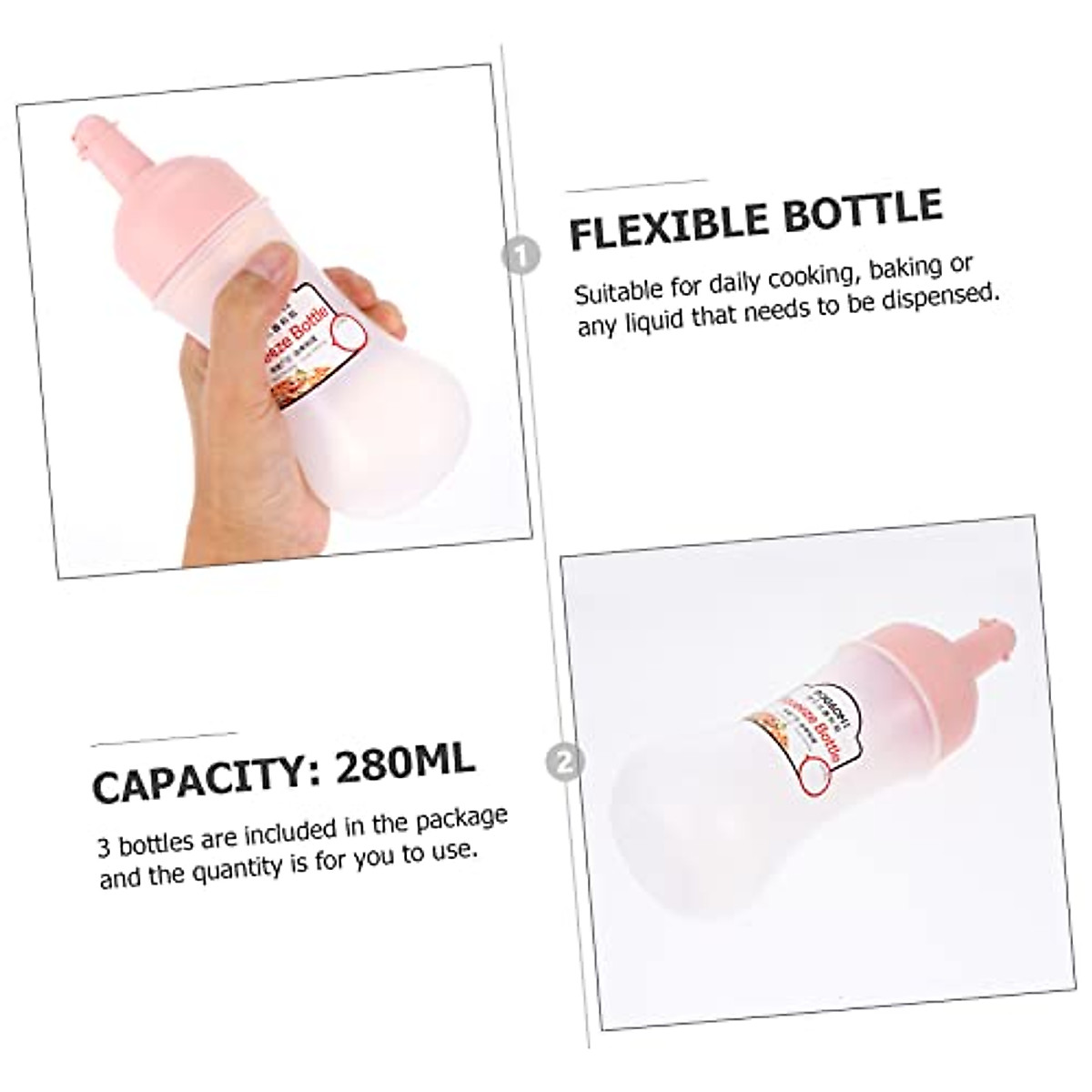 SOLUSTRE 3pcs Leakproof Decorating Ketchup Plastic Container Squirt Kitchen Sauce Green Liquids with White Squeeze Cap Oil Pink Tools Condiment Bbq Seasoning Cruet Condiments Sauces Icing