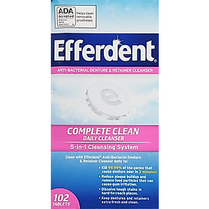 Efferdent Denture Cleanser Tablets, Complete Clean, 102 Tablets