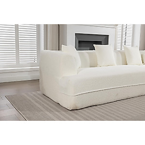 Modular Sectional Living Room Sofa Set, Modern Minimalist Style Couch, Upholstered Sleeper Sofa for Living Room, Bedroom, Salon, 2 PC Free Combination,Boucle Fabric,Anti-Wrinkle Fabric (White)