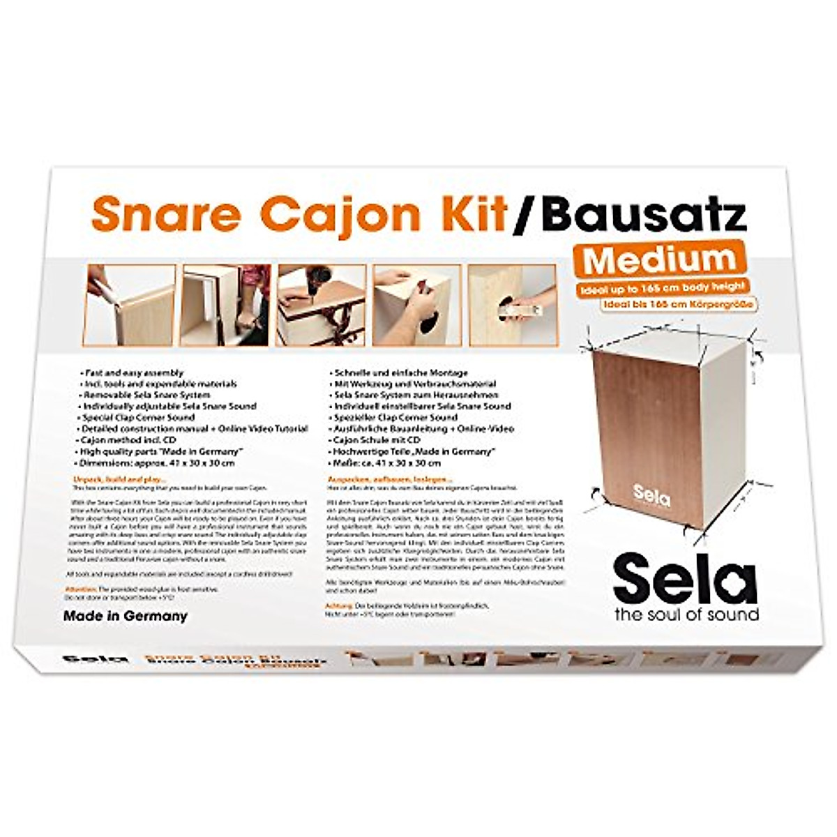Sela SE 018 Snare Cajon Kit Medium with Instructions and Audio CD, (SE018)