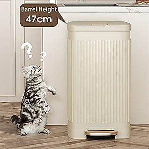 Aupekro Trash Can with Lid Soft Close, 5.2 Gallon Stainless Steel Garbage Can with Removable Inner Bucket, Rectangular Pedal Step Trash Can for Kitchen, Living Room, Office (Milky White)