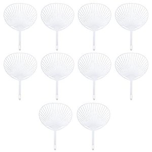 LUOEM 10pcs Japanese Fan Uchiwa DIY Kit Hand-held Fan Framework for DIY Crafts (White)