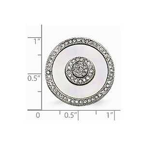 Solid Stainless Steel Mother of Pearl/Druzy Quartz and Crystal Ring Band Size 7