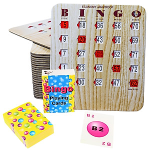 MR CHIPS Jam-Proof Bingo Cards with Sliding Windows 25 Pack Plus Deck of Calling Cards