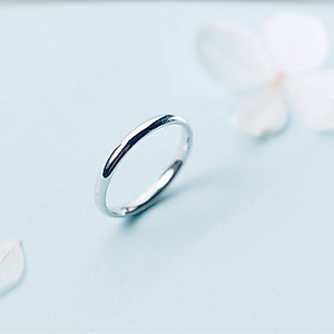 CANDYFANCY 2mm Sterling Silver Wedding Band Ring for Women Polish Plain Dome Comfort Fit Classic Minimalist Pinky Ring Size 4.5