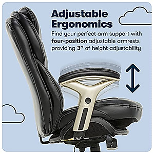 Serta Ergonomic Executive Office Motion Technology, Adjustable Mid Back Desk Chair with Lumbar Support, Black Bonded Leather