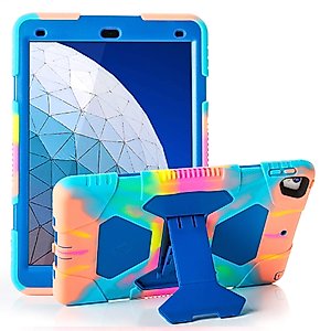 iPad Air 10.5" 2019/iPad Pro 10.5 2017 Case ACEGUARDER Ultra Protective Rugged Cover with Kickstand for Kids Shockproof Impact Resistant - Icecream/Blue
