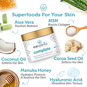 Era Organics Face Moisturizer Cream - Advanced 12-In-1 Rejuvenating Facial Cream With Superfood Complex Manuka Honey, Hyaluronic Acid, Hemp Oil & More - Anti Aging Wrinkle Face Cream For Women & Men