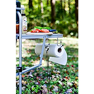Camco Olympian Deluxe Portable Grill Table | Provides Plenty of Room for Grilling Gear | Ideal for Picnics, Camping, Boating, Tailgating, and Backyard BBQs | (57293) Silver
