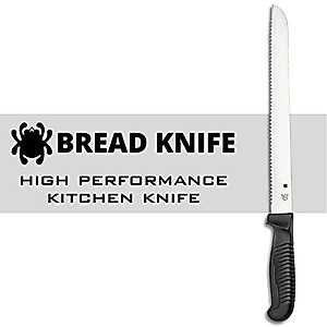 Spyderco Lightweight Kitchen Bread Knife with 10.25" MBS-26 Stainless Steel Blade and Black Polypropylene Handle - SpyderEdge - K01SBK