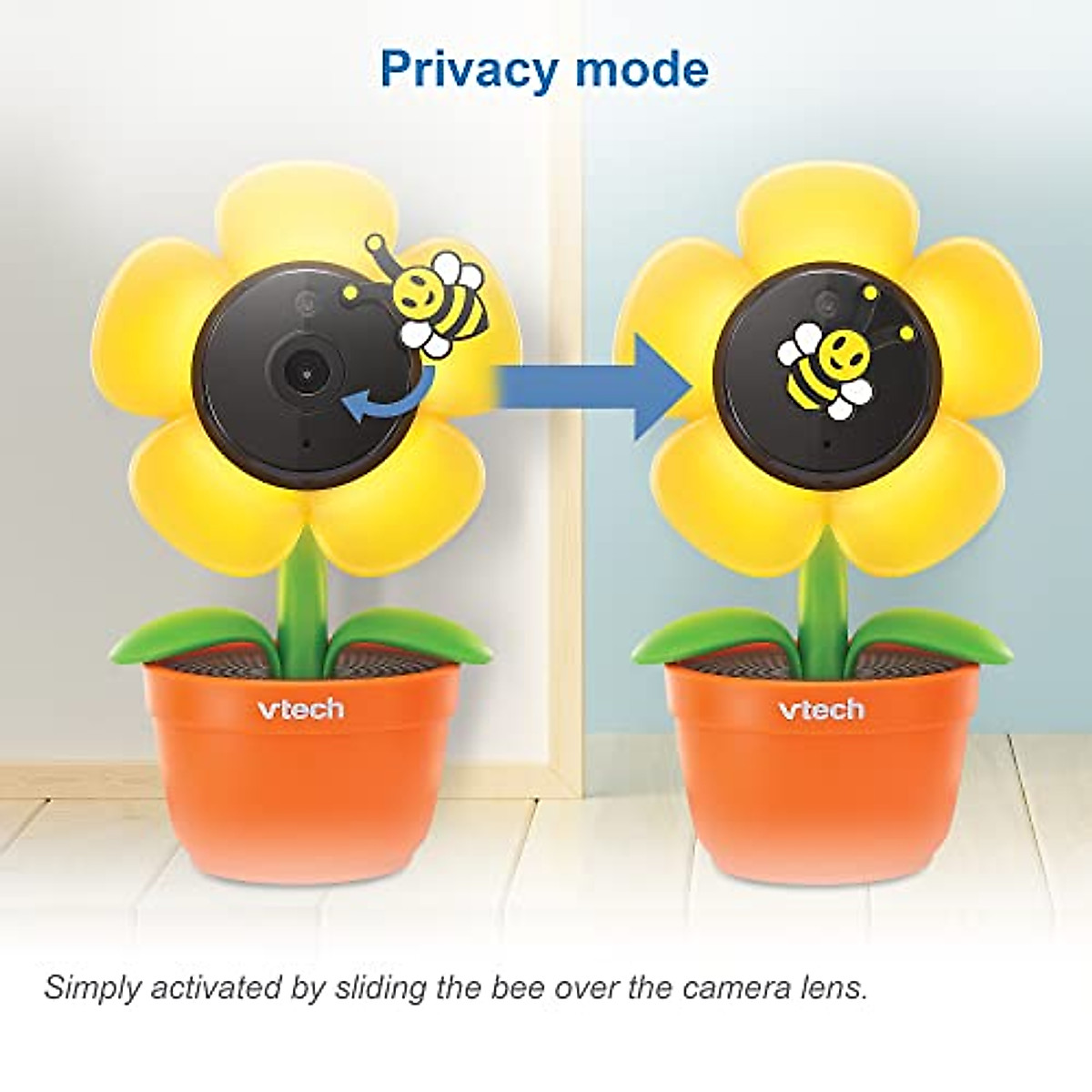 VTech RM9751 Yellow Daisy Smart Wi-Fi Baby Camera, iOS & Android Enabled, 1080p Full HD, Privacy Mode Cover, Night Light, Soothing Sounds & Lullabies, Two-way Intercom,Temperature Sensor, Night Vision
