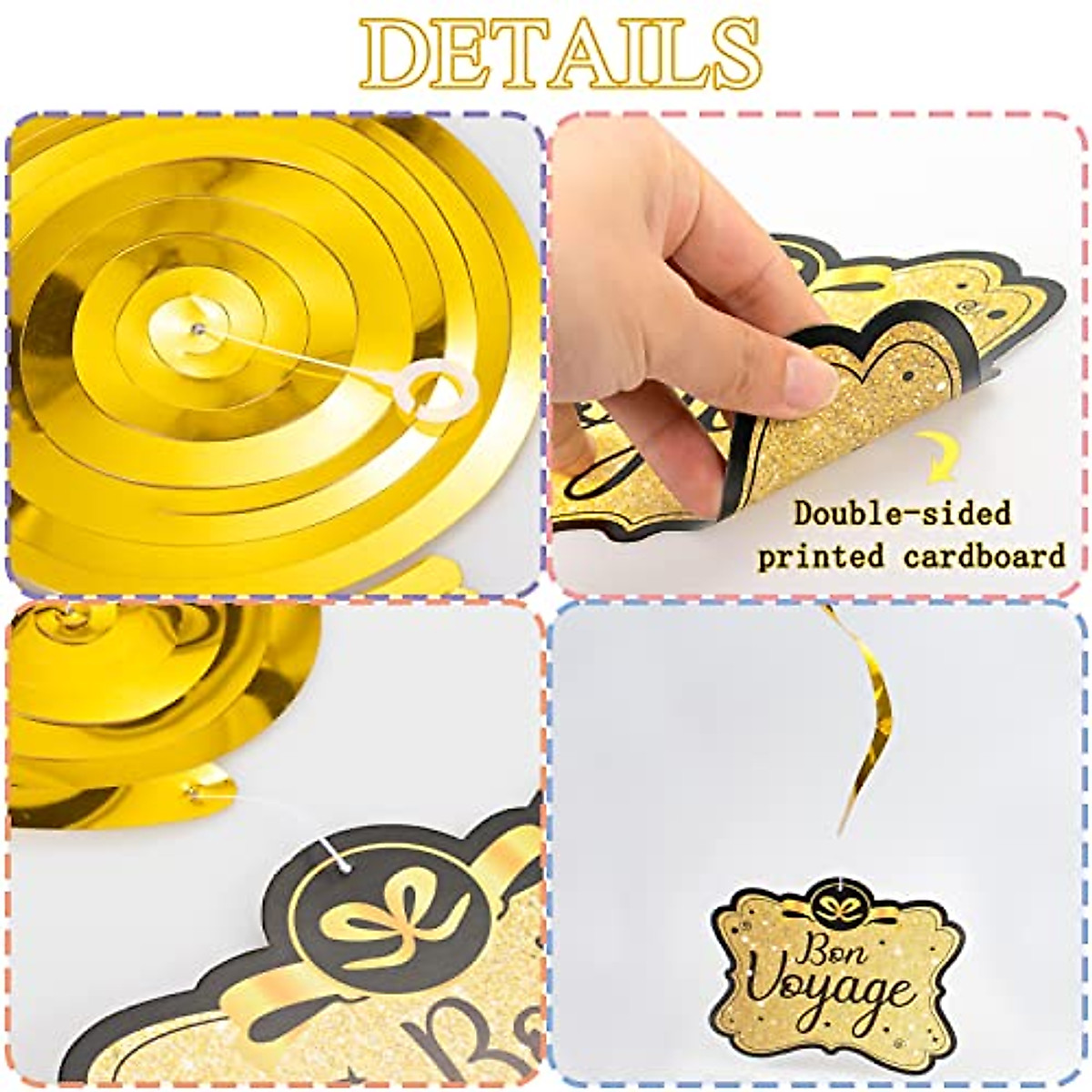 30Pcs Farewell Party Decorations Hanging Swirls Set Black Gold Going Away Party Decorations We Will Miss You Swirls Decor for Goodbye Retirement Office Party Supplies