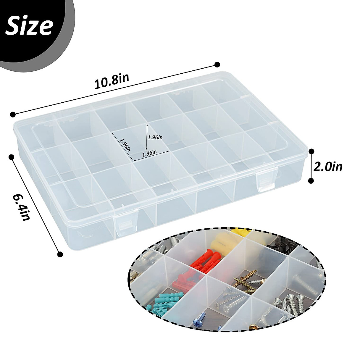 JforSJizT 2 Packs 30 Large Grids Sewing Thread Organizer Storage Box,with Adjustable Dividers,Clear Plastic Container Holder for Embroidery,Washi Tape