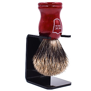 Parker Premium Handmade "LONG LOFT" 3-Band Pure Badger Bristle Shaving Brush with Rosewood Handle – Brush Stand Included