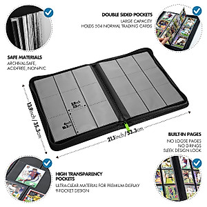 Trading Card Binder for Cards, 9 Pocket Pokemon Card Binder, 504 Side Loading Sports Card Binder, Card Collection Binder, Yugioh Card Binder, MTG Binder, TCG Binder, Card Book Holder for Trading Cards