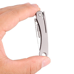 Samior TS105 Titanium Folding Scalpel Knife, Mini Slip Joint Utlitly EDC Keychain Knife with 10pcs 11# replacable Blades, Craft Working, Box Opening, Light Daily Use Knives