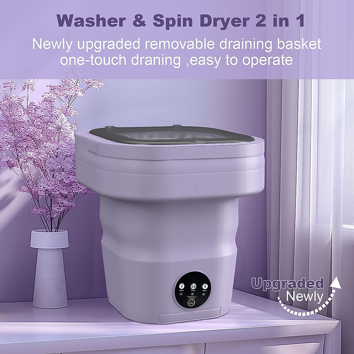 SEMONE Portable Washing Machine,11L Folding Mini Washer with 3 Modes Deep Cleaning of underwear, baby clothes, Foldable Washing Machine for apartments, dormitories, hotel, WSHG123