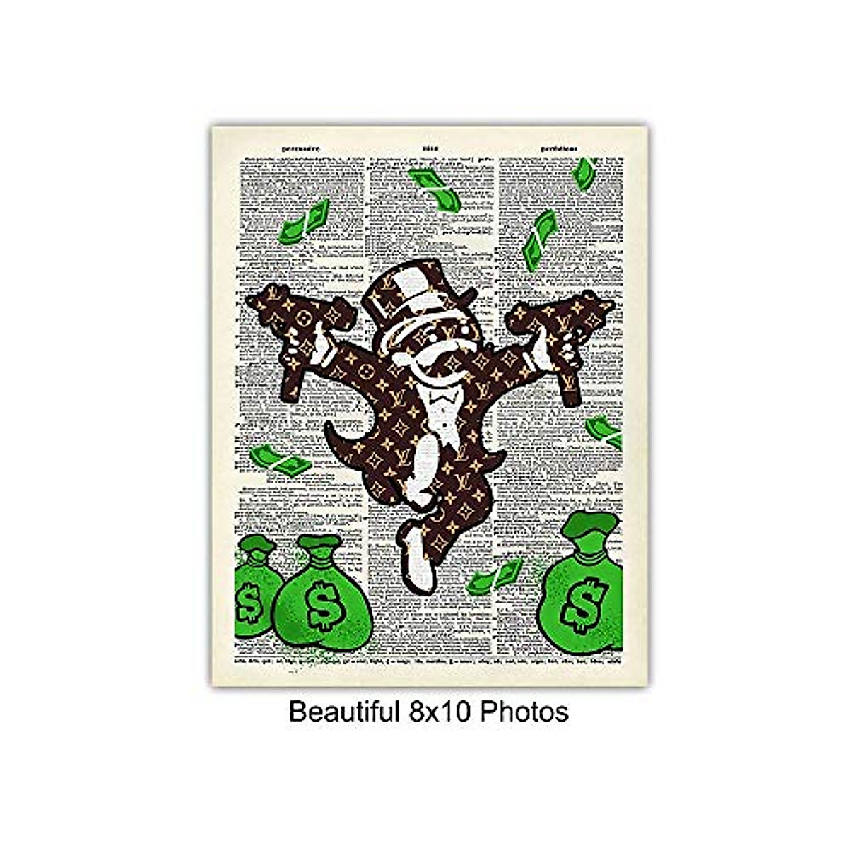 Bart Simpson Poster - 8x10 Set - Banksy Wall Art - Graffiti Wall Art of Louis Vuitton - LV Wall Decor - Money Decorations Wall Decor - Urban Wall Decor - Funny Street Art Mural for Alec Monopoly Fans