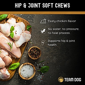 TEAM DOG Hip and Joint Chews for Dogs | Arthritis & Joint Support Supplements for Dogs | MSM, Chondroitin & Glucosamine for Dogs | Small, Medium & Large Breed | Chicken, Duck & Pea Flavor | 120 Count