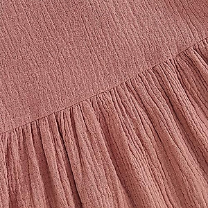 Gaono Toddler Baby Girl Cotton Linen Dress Long Sleeve Solid Color A-Linen Smocked Fall Dress Babyboll Princess Dresses (A-Pink, 3-4 Years)