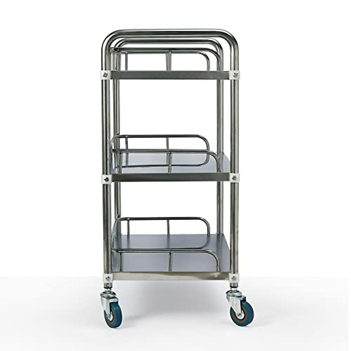DNYSYSJ 3 Layers Cart Trolley, 3 Layers Lab Utility Cart Trolley Lab Clinic Serving Cart with Lockable Wheel Stainless Steel Frame for Lab Clinic Beauty Salon
