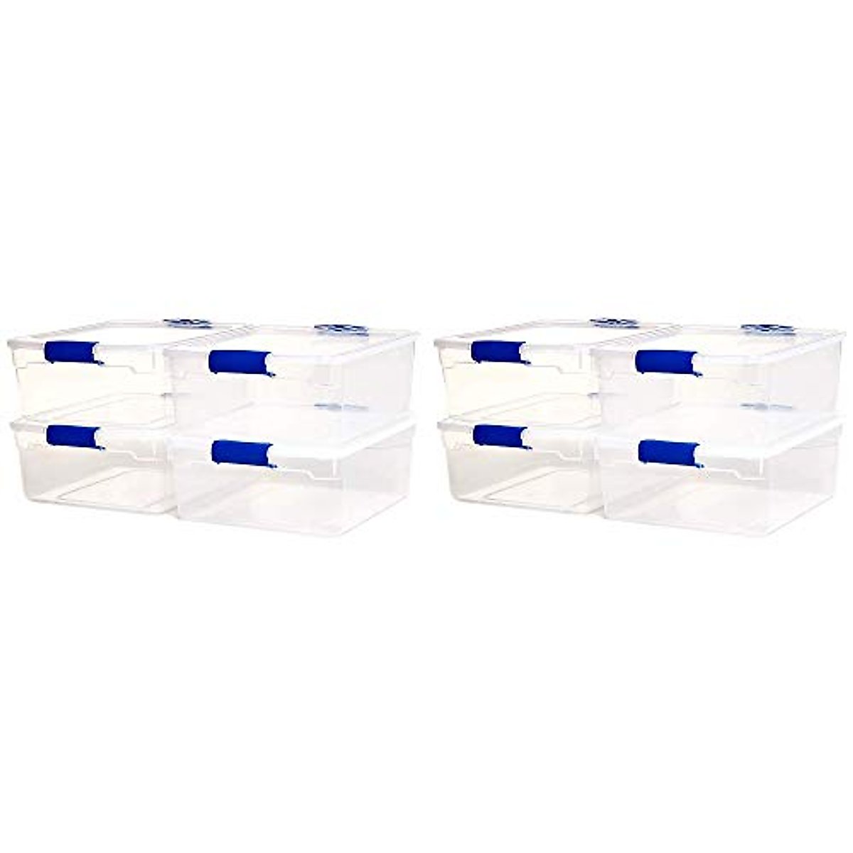 HOMZ Heavy Duty Modular Stackable Storage Tote Containers with Latching Lids, 15.5 Quart Capacity, Clear, 8 Pack