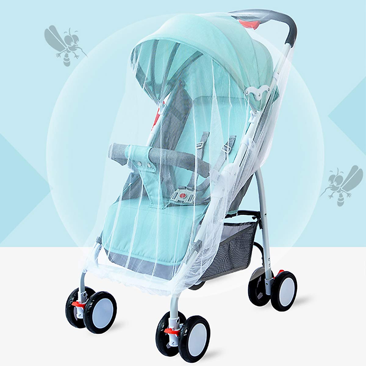 Strollers Net for Strollers Carriers Car Seats Cradles, Large, Elastic, Breathable Lasting Infant Insect Shield Netting (White)