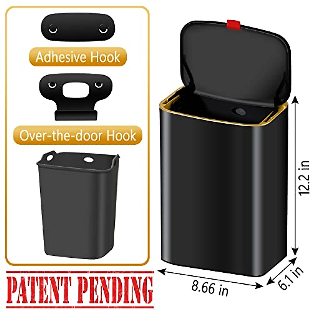 WAYCOM 2.1 Gal Compost Bin Kitchen for Counter Top or Under Sink,Compost Bin Stainless Steel Hanging Compost Bin with Lid for Cupboard/Bathroom/Bedroom/Office,Indoor Compost Bucket